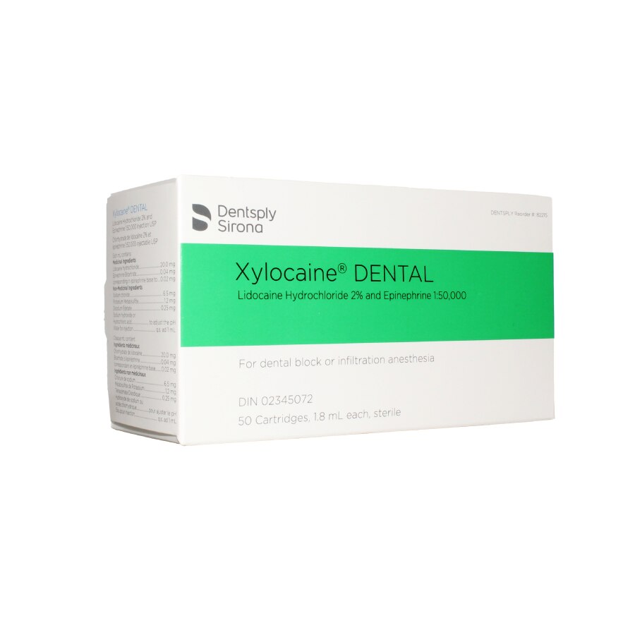 Dentsply Xylocaine 50/Box Green 2% 1: 50,000 - 82215 | Dens 'N Dente